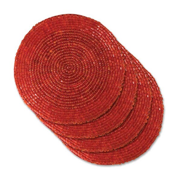 Red Beaded Coasters Set of 4 #76-241 | Epic Products