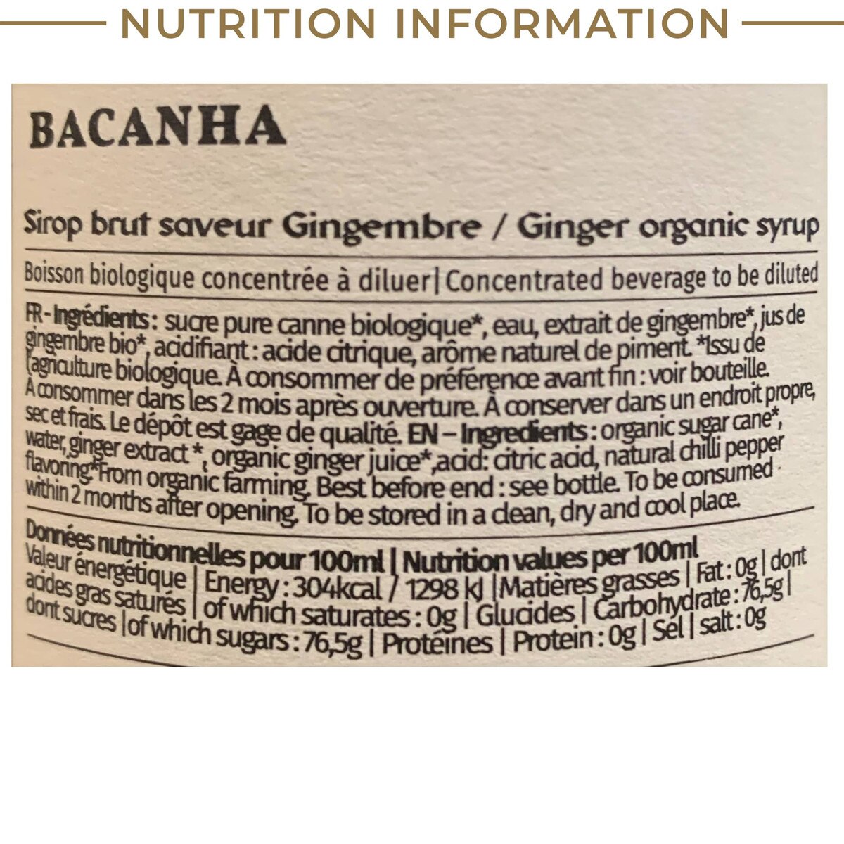 Organic Cocktail Syrup Ginger #37091 | IWA Wine