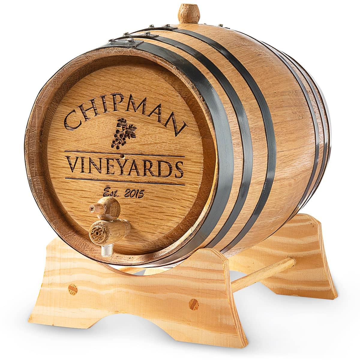 Laser Etched Oak Wine Barrel #17374 | IWA Wine Accessories